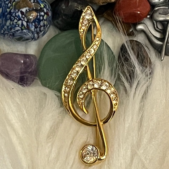 Swarovski | Jewelry | Swarovski Crystal Musical Note Treble Clef Brooch ...